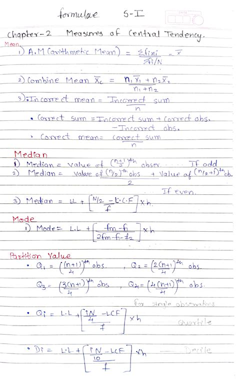 S1 Formulae Statistics 1 Formula Discrete Mathematics And Its Applications