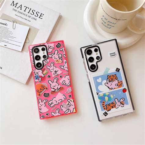 귀여운 만화 호랑이 토끼 투명 휴대폰 케이스 삼성 갤럭시 S22 S21 S20 S23 플러스 S23 울트라 5g 낙하 방지 커버 Aliexpress