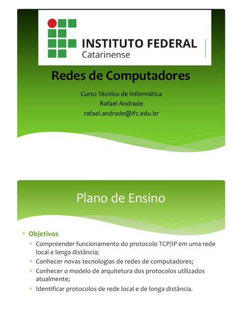 Rdc Aula 1 E 2 Plano Introducao A Redes De Computadores