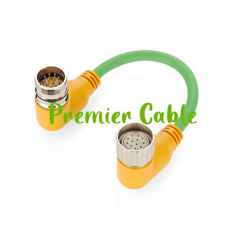 Conjunto De Cables M23 Macho A Hembra Ángulo Recto Conector De 12 Pines