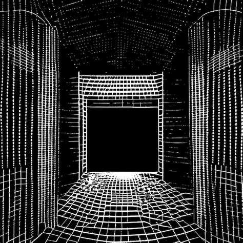 Premium Vector D Wireframe Room Colorful On Dark Background Abstract Perspective Grid Vector