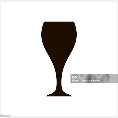 Wine Glass Toast Icon Isolated Stencil Hand Dravn Vector Stock
