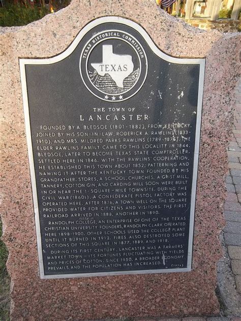 The Town Of Lancaster Lancaster Texas Historical Marker Historical