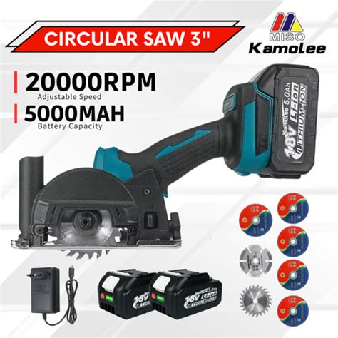 Jual Kamolee Cordless Circular Saw Gergaji Kayu 3 Inch Brushless Gergaji Tangan Listrik Untuk