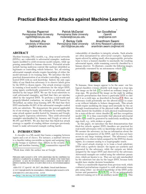 Practical Black Box Attacks Against Machine Learning Nicolas Papernot