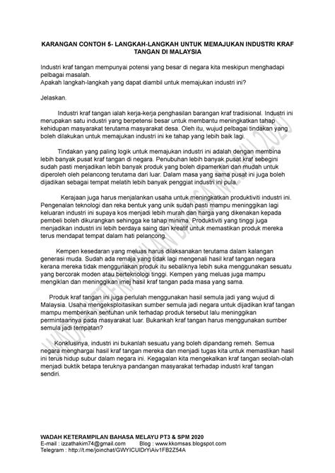 Karangan Usaha Usaha Memajukan Industri Kraf Tangan T