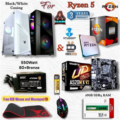 Gaming Pc Full Setup With Ryzen 5 5600gt 256512gb Nvme M2 Ssd