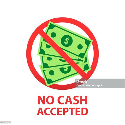 No Cash Accepted Sign Red Prohibition Sign With Crossed Out Banknotes