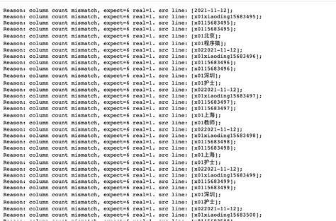 Reason Column Count Mismatch Expect 6 Real 1 Src Line 0021 11 11 Reason Column Count