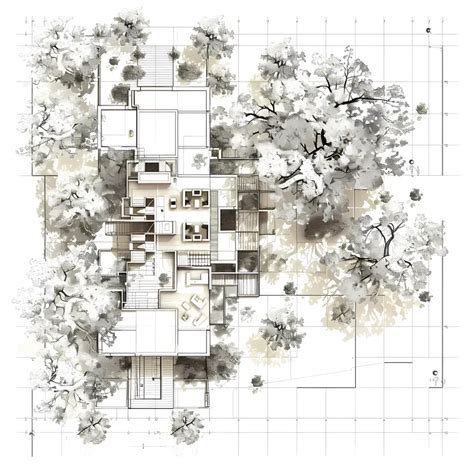 Rectangular Architectural Plan With Trees