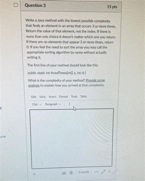 Solved D Question 3 15 Pts Write A Java Method With The