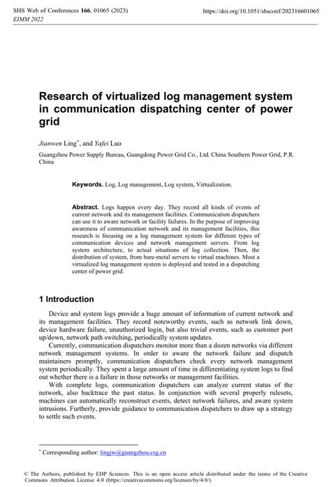 Pdf Research Of Virtualized Log Management System In Communication