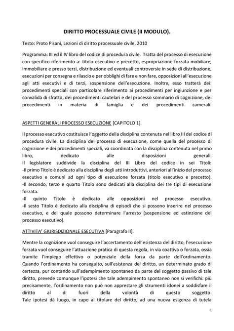 Procedura Civile 2 Sintesi Proto Pisani Docsity