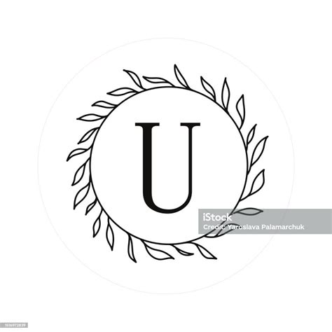 둥근 꽃 프레임이 있는 문자 U 이니셜 벡터 모노그램 로고 Cricut 파일 0명에 대한 스톡 벡터 아트 및 기타 이미지 0