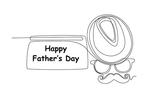 연속 한 줄 그리기 아빠의 안경과 콧수염 액세서리 해피 아버지의 날 개념 단일 선 그리기 디자인 벡터 그래픽 그림 프리미엄 벡터