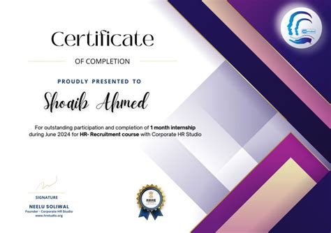 Shoaib Ahmed On Linkedin Thrilled To Have Completed My Hr Internship