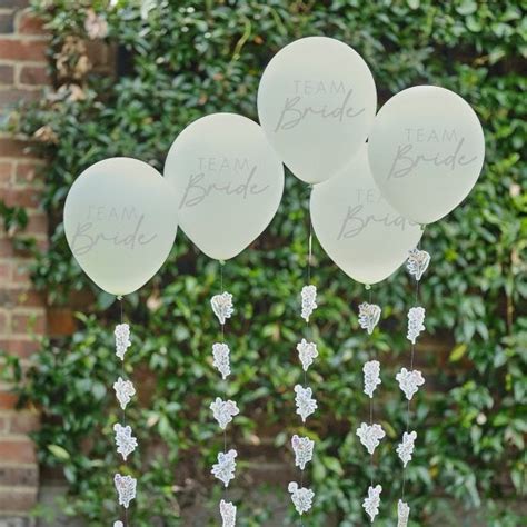 Team Bride Hen Party Balloons With Floral Balloon Tails L Bridal Party