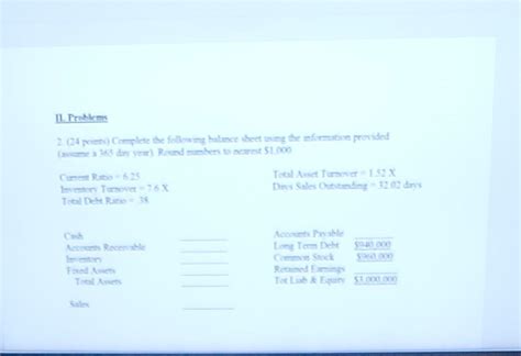 Solved II Probkem 2 24 Pomts Complete The Following Chegg Com