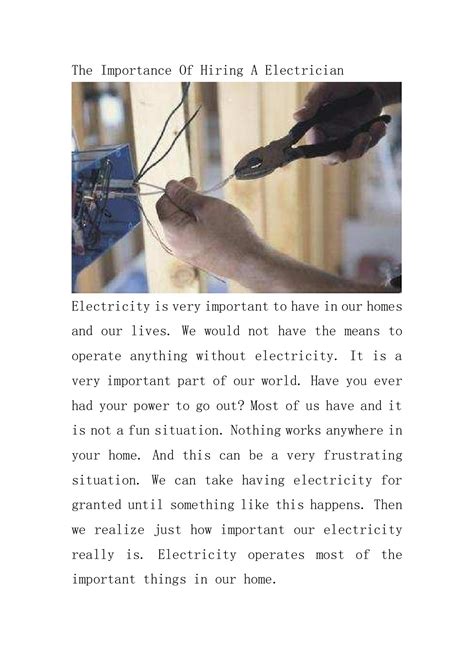 The Importance Of Hiring A Electrician Seeger Page 1 4 Flip Pdf