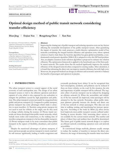 Pdf Optimal Design Method Of Public Transit Network Considering Transfer Efficiency
