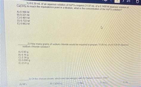 Solved If ML Of An Aqueous Solution Of H PO Chegg Com