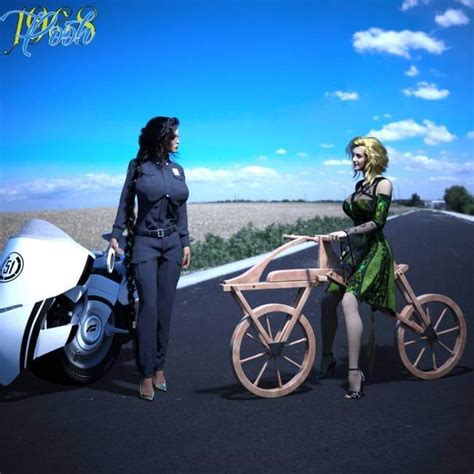 Nadia And Masha Speed Limit 3d Render Digital Art By Pooh68