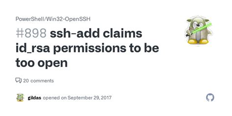 Ssh Add Claims Id Rsa Permissions To Be Too Open Issue