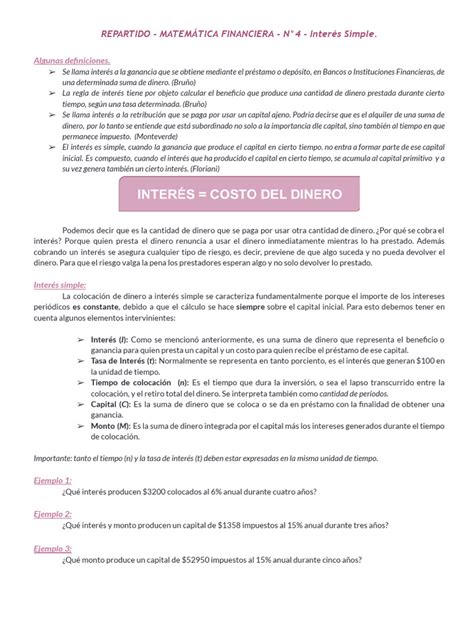 Repartido N°4 Matemática Financiera Interés Simple Pdf Interés