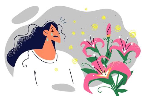 Premium Vector Sick Woman Cries Because Of Allergy Attack Due To