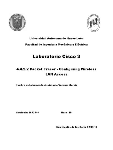 4422 Packet Tracer Configuring Wireless Lan Access Realizad Pdf