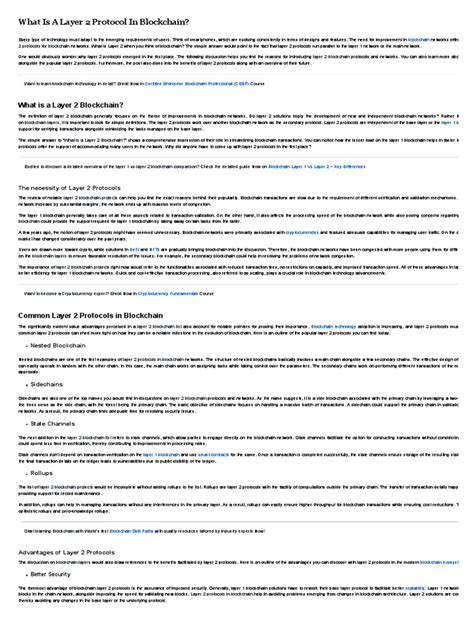 What Is A Layer 2 Protocol In Blockchain 101 Blockchains Pdf