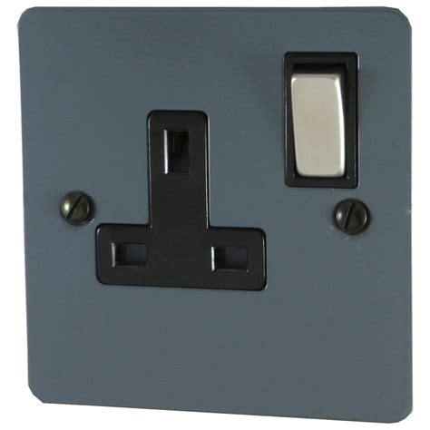 Flat Dark Grey Single Socket Black Insert Metal Switch Etsy