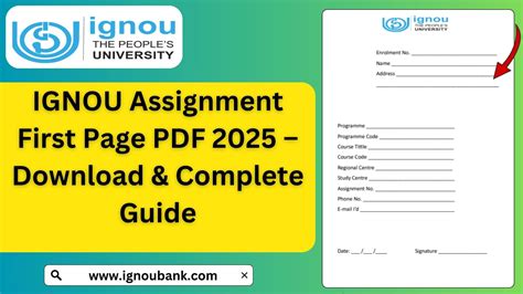Ignou Assignment First Page Pdf 2025 Download And Complete Guide