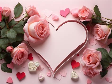 Premium Photo Top View Of Valentines Day With Copy Space Pink Background