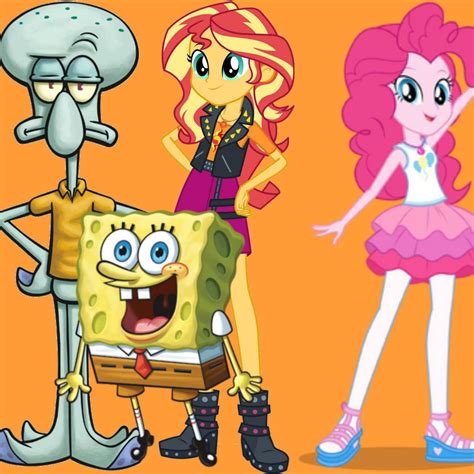 Pinkie Pie Sunset S Spongebob S And Squidward T By Ebotizer On
