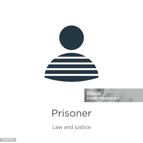 죄수 아이콘 벡터입니다 흰색 배경에 고립 된 법과 정의 컬렉션에서 트렌디 한 평면 죄수 아이콘 벡터 일러스트는 웹 및 모바일