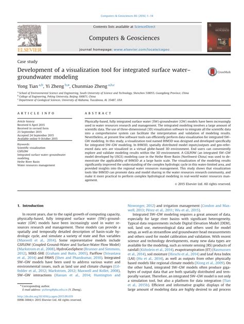 Pdf Development Of A Visualization Tool For Integrated Surface Water Groundwater Modeling
