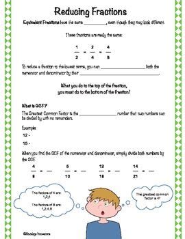 Reducing Fractions Guided Notes Sheet In Reducing Fractions Guided Notes Fractions