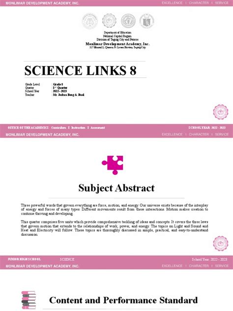 4th Quarter Ppt Lesson 4 Science 8 Pdf Chemical Elements Force