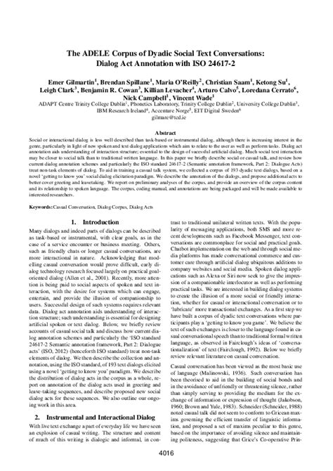 Pdf The Adele Corpus Of Dyadic Social Text Conversations Dialog Act Annotation With Iso 24617 2