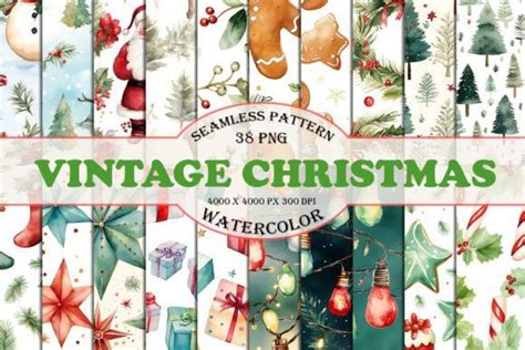 Vintage Christmas Digital Paper Bundle Graphic By Meow Backgrounds