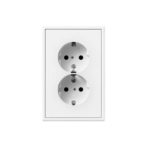 Jung Ls990 Double Socket Outlet Matt White With Safety Contact