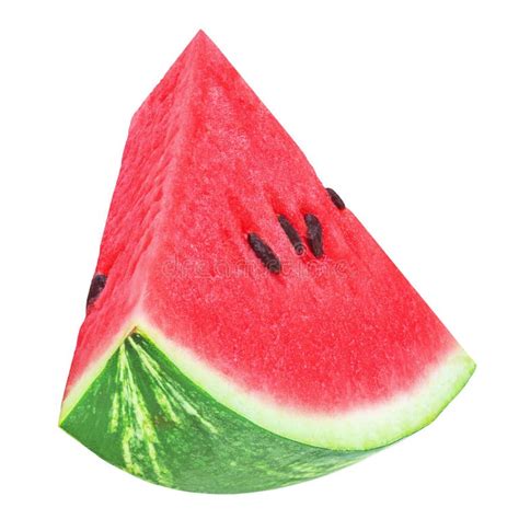 Watermelon Triangle Slice With Seeds Isolated On White Slice Of Fresh