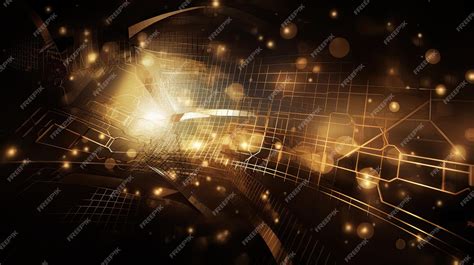 Premium Ai Image Digital Technology Backdrop With Golden Elements