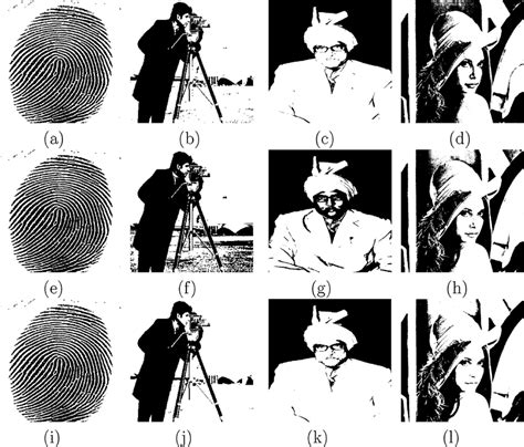 Bi Level Segmented Images Obtained For Fingerprint Cameraman Man And