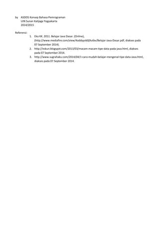 Tipe Data Pada Bahasa Java PDF