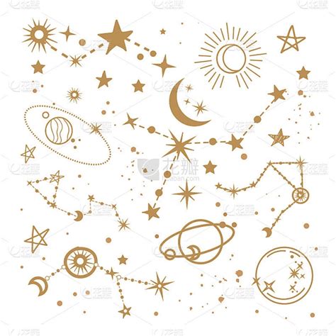 矢量插图的行星和星系在白色背景孤立素材 花瓣网