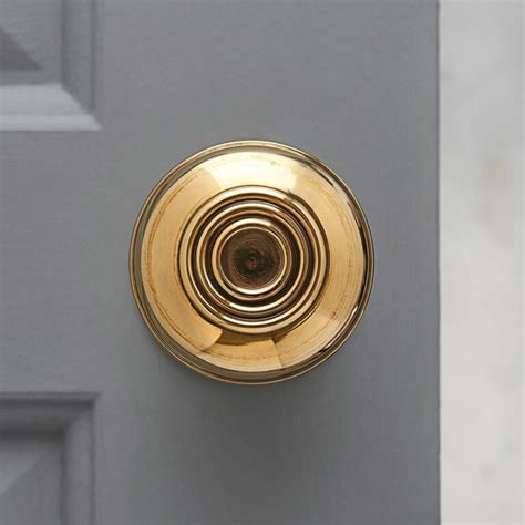 Regency Style Large Door Knobs Pair Polished Brass