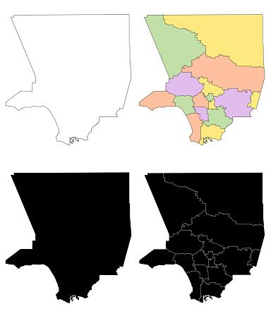 Los Angeles Administrative Map Los Angeles Outline And Regions County