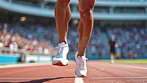 An Extreme Close Up Of A Sprinter S Legs In Motion Detailed Generative Ai Stock Footage Video